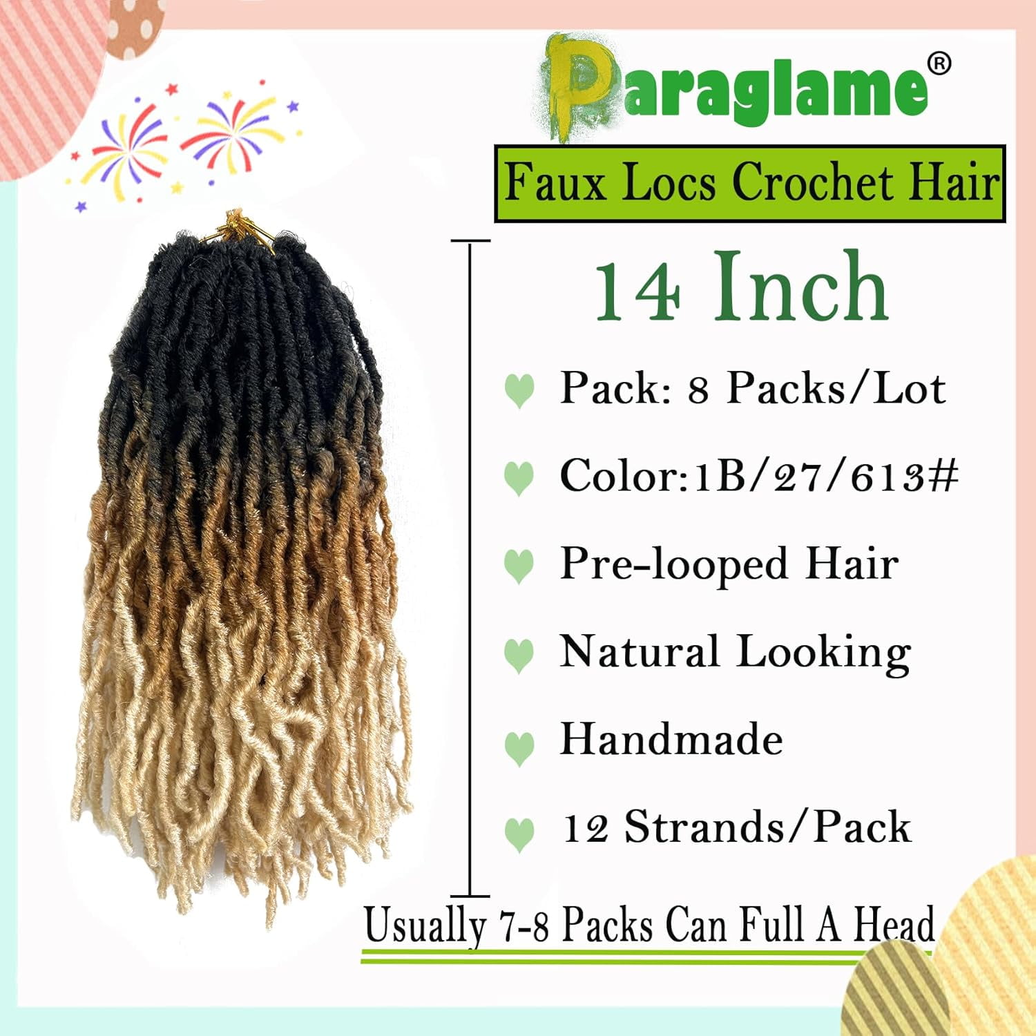 WEIF-Ombre Soft Faux Locs Crochet Hair 14 Inch New Soft Locs 8 Packs ...