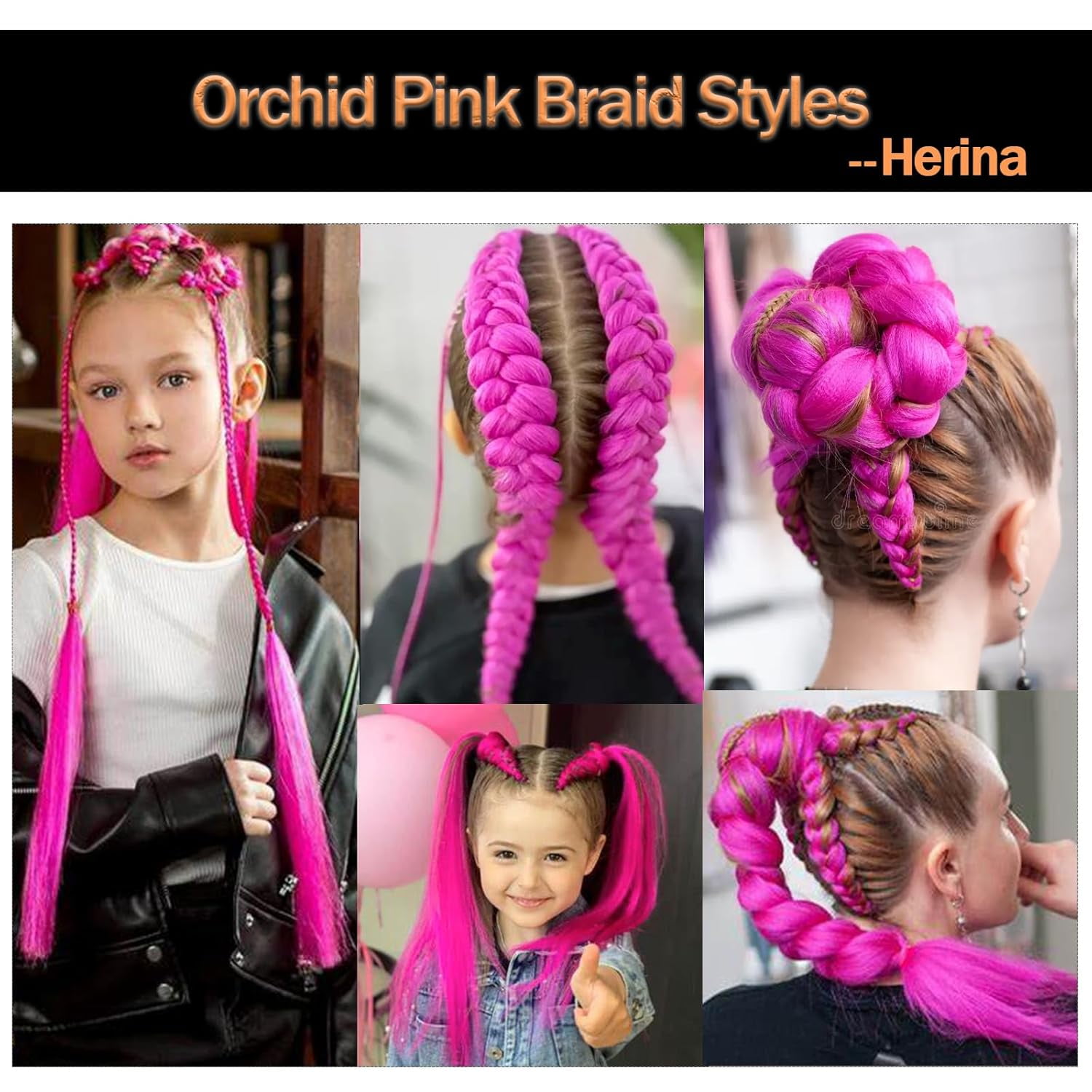 WEIF-Orchid Pink Braiding Hair For Braids 24inch Jumbo Fake Braid Hair ...