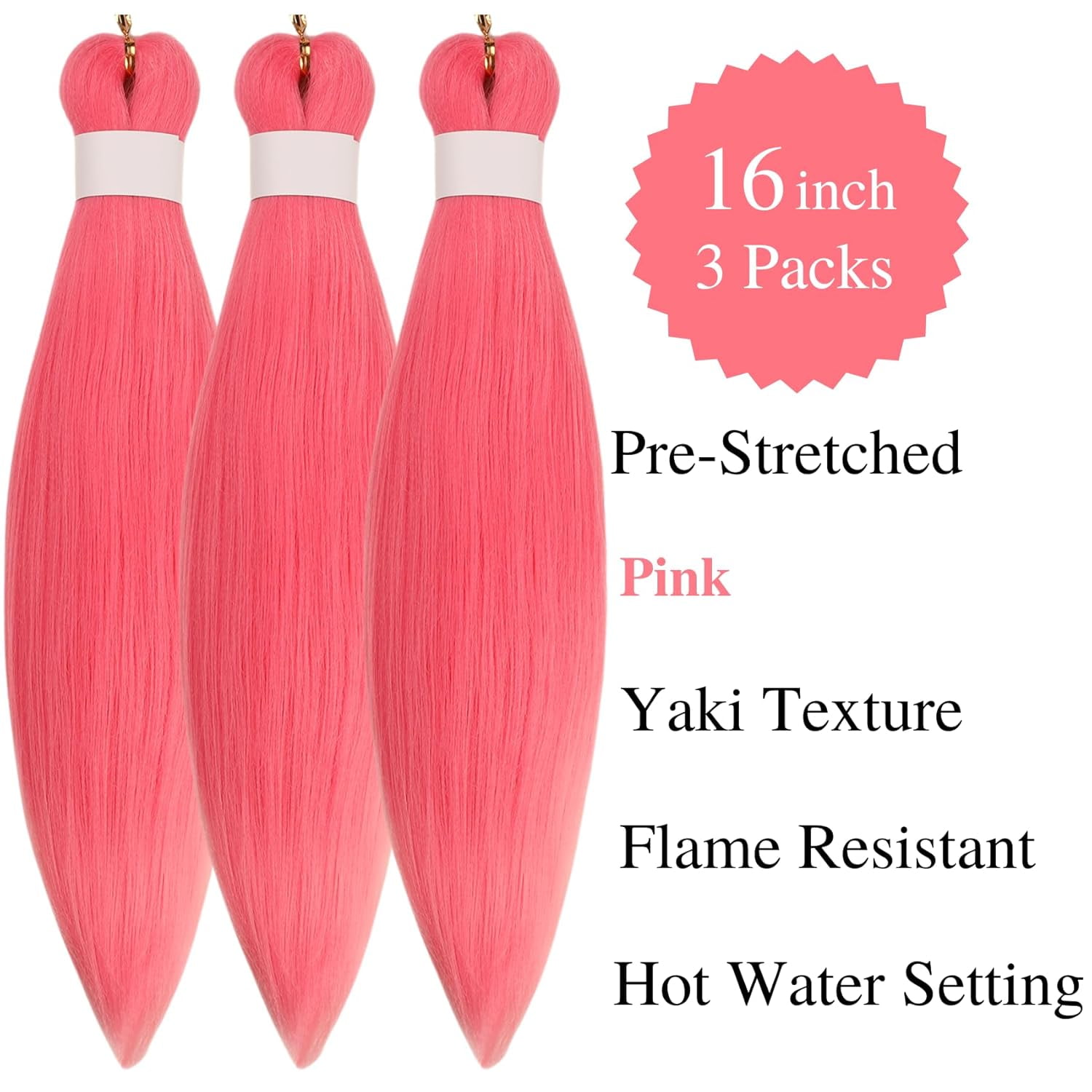 WEIF-Pink Braiding Hair Pre stretched Prestretched Braiding Hair ...