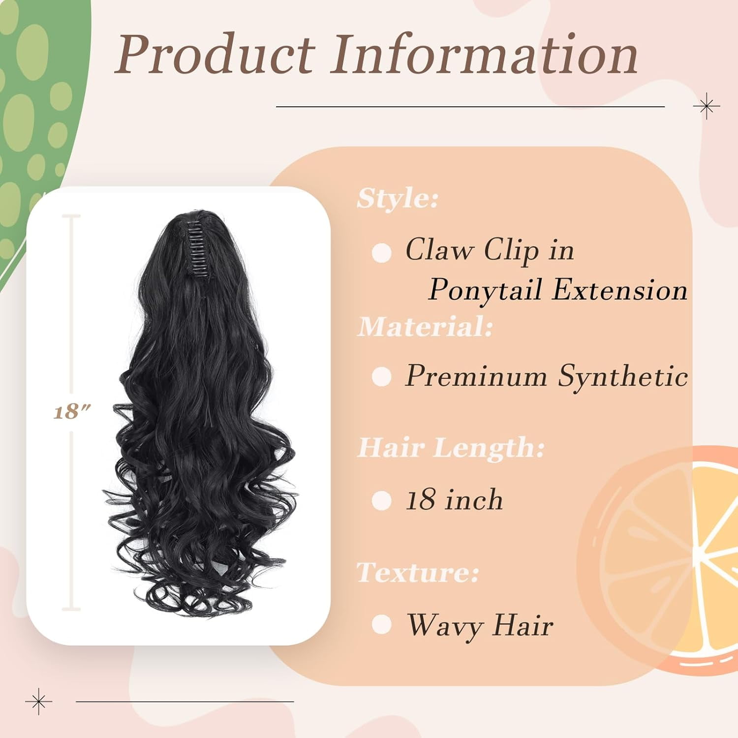 WEIF-Ponytail Extension, 18 Inch Long Pony tails Hair Extensions for ...