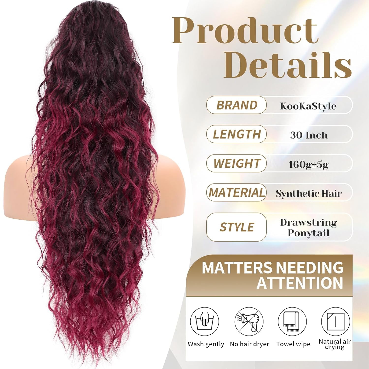 WEIF-Ponytail Extension 30 Inch Drawstring Pony Tails Hair Extensions ...