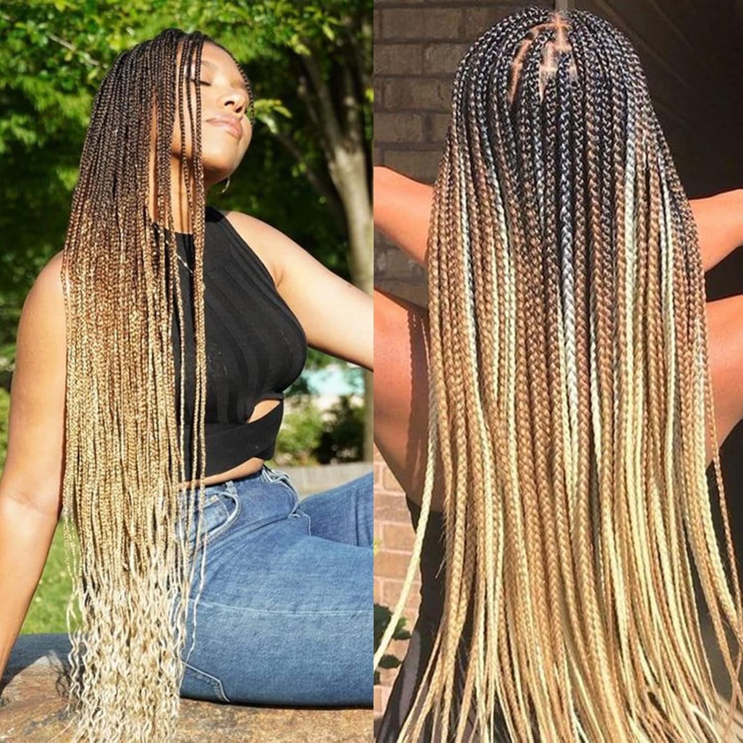 WEIF-Prestretched Braiding Hair 18 Inch Ombre Braiding Hair Pre ...