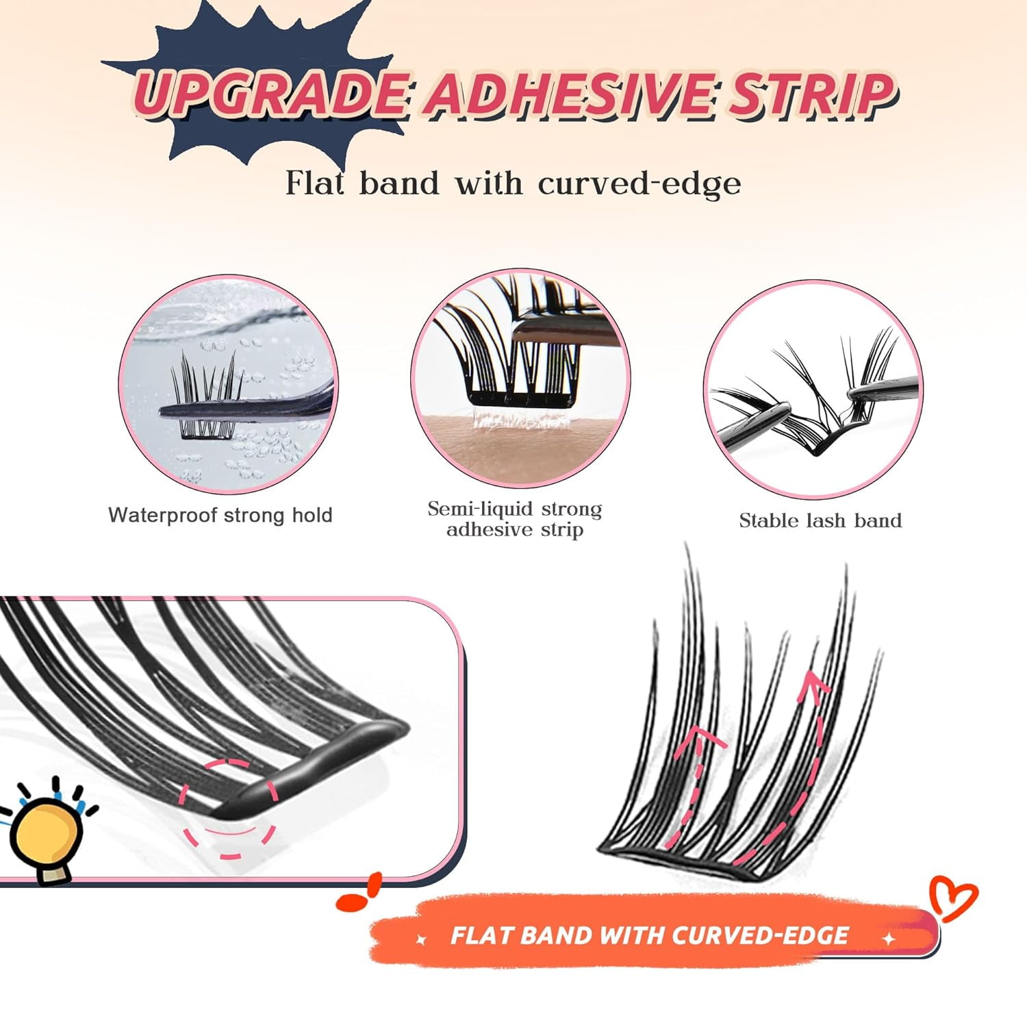 WEIF-Self Adhesive Lash Clusters, Pre Glued Eyelashes 10-14mm Wispy ...