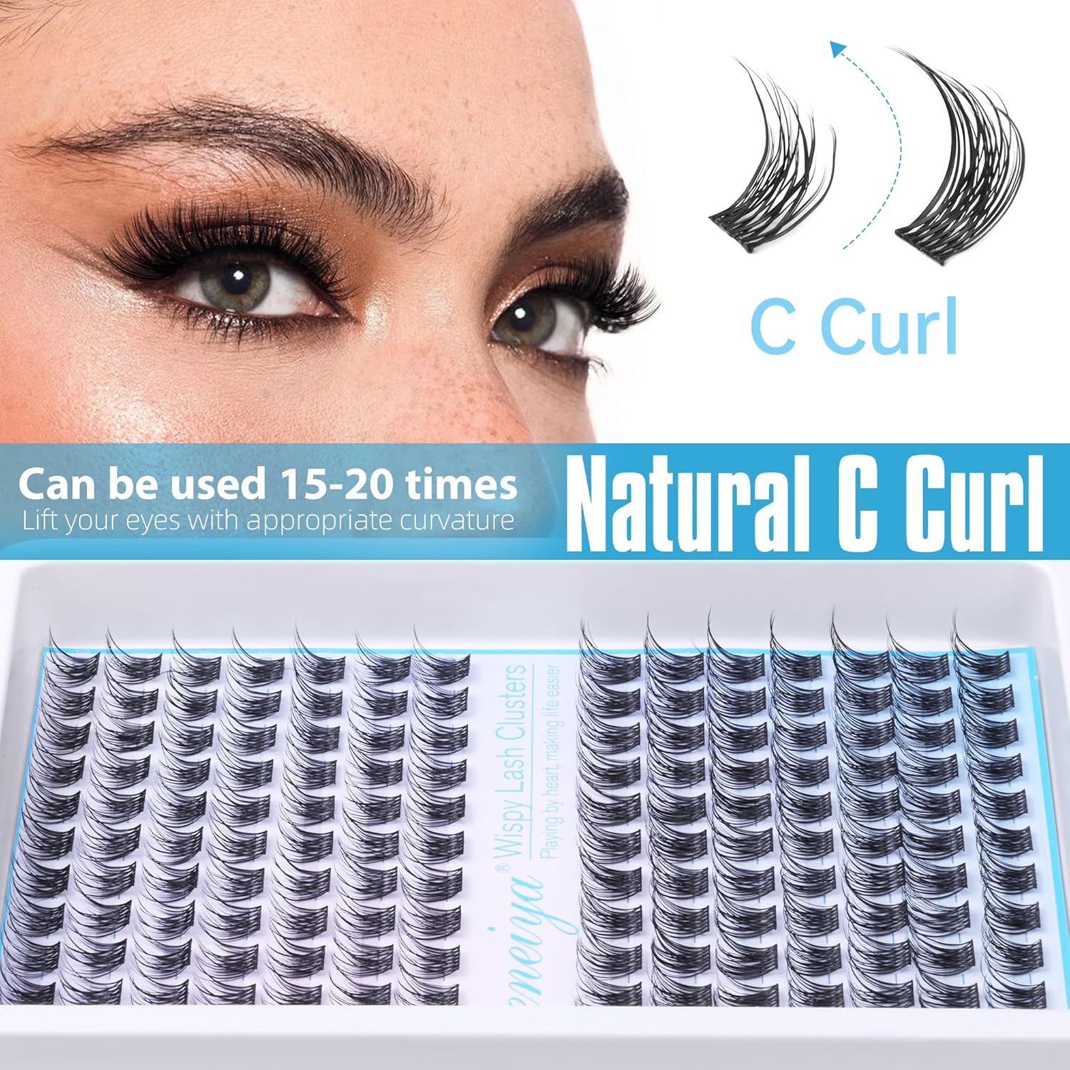 WEIF-Short Lash Clusters Wispy C Curl Eyelash Clusters 10-12MM ...