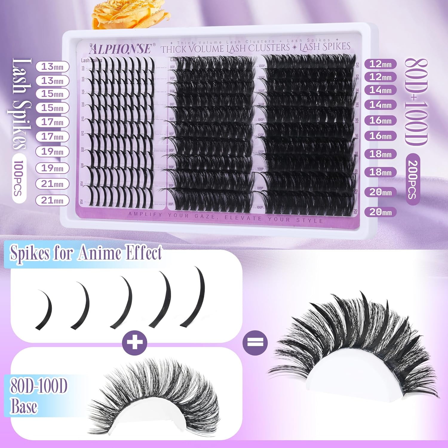 WEIF-Spiky Lash Extension 80D+100D Cluster Eyelash Extensions with Lash ...