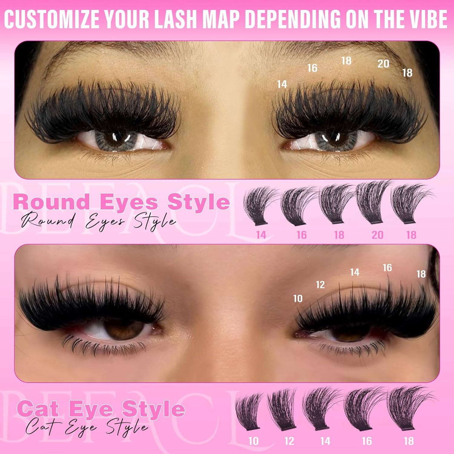 WEIF-Volume Eyelash Clusters 300D Lash Clusters Thick Lash Extension 8 ...