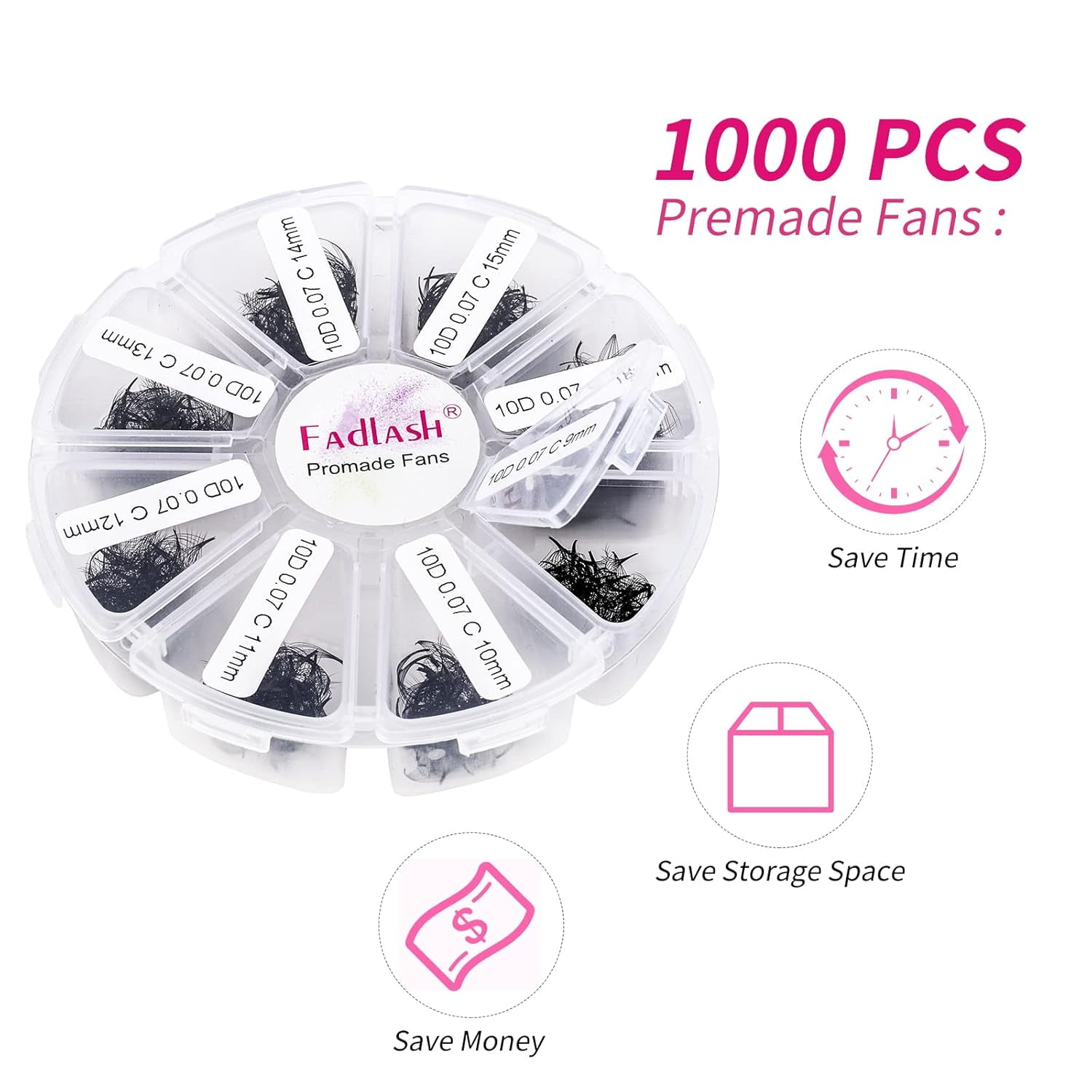 WEIF-Volume Lash Extensions Mixed Tray 1000 Premade Fans 10D Loose ...
