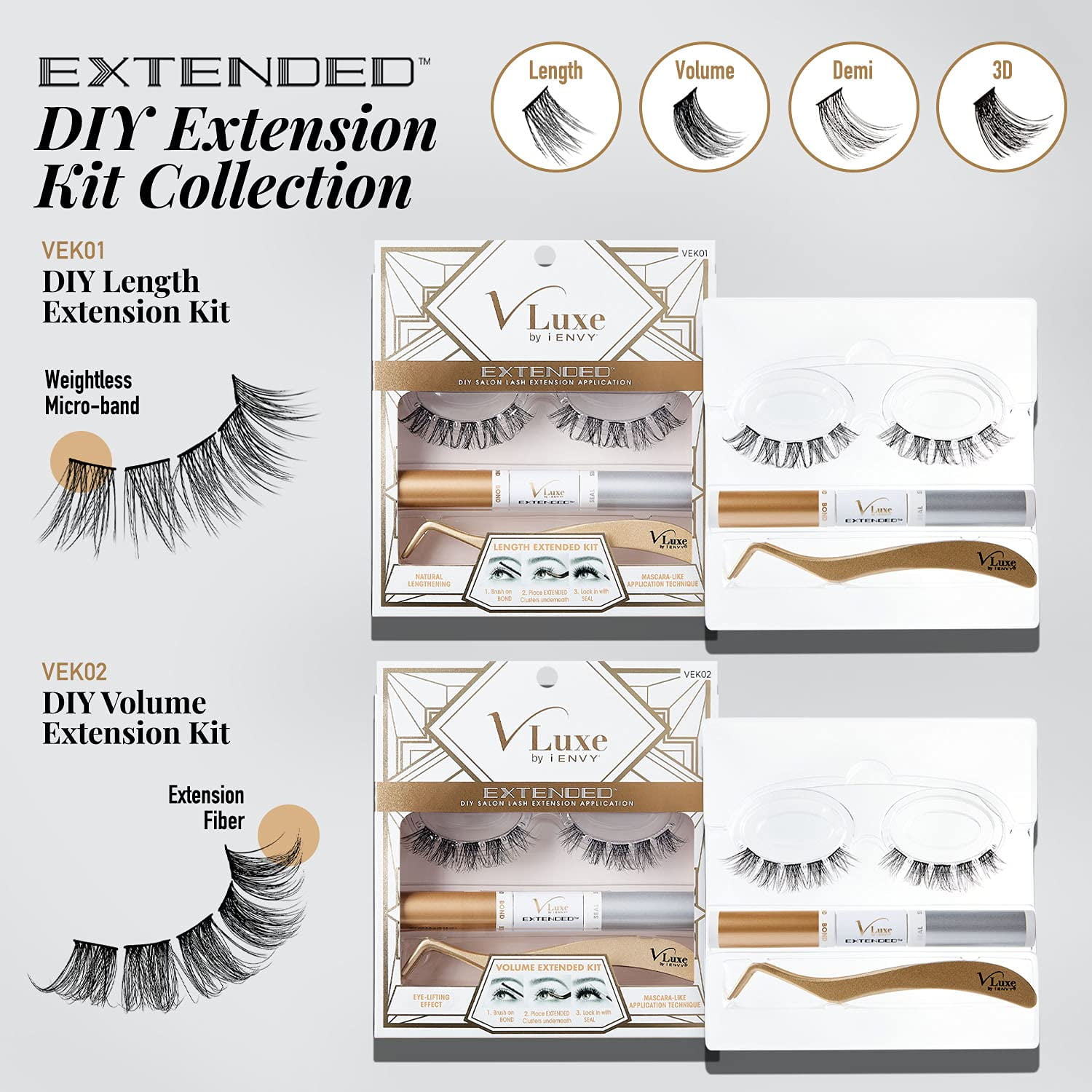 WEIF-i\u2022ENVY DIY Lash Extension Starter Kit With 10 Volume Extended ...