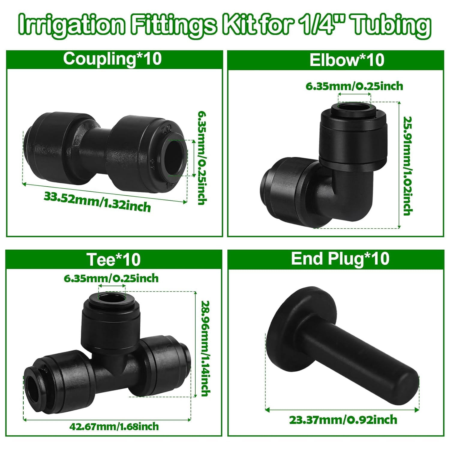WEIFEI-1/4 Inch Drip Tubing Irrigation Fittings Kit - 40 Pieces Set 1/4 ...