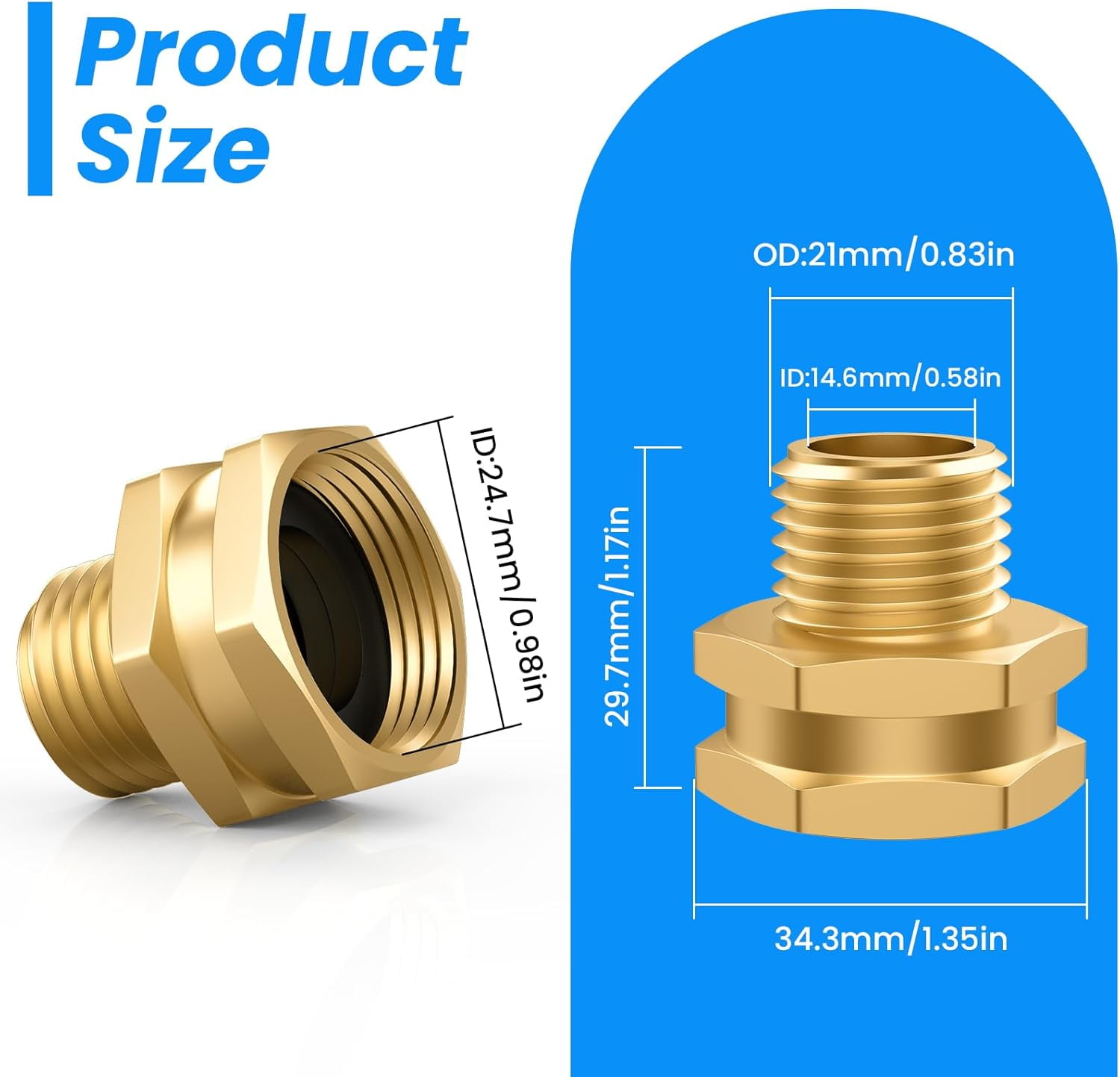 WEIFEI-2 Pack of 3/4 Inch GHT Female to 1/2 Inch NPT Male Connector ...