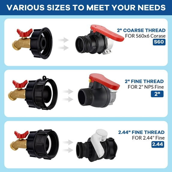 WEIFEI-275-330 Gallon IBC Tote Hose Adapter, 3-Sizes IBC Tote Adapter 2 ...