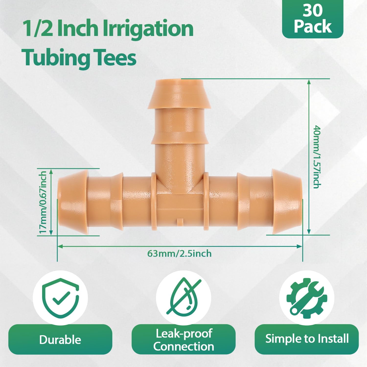 WEIFEI-30 Pcs 1/2 Inch Irrigation Tubing Tee Fittings, 1/2" Drip ...