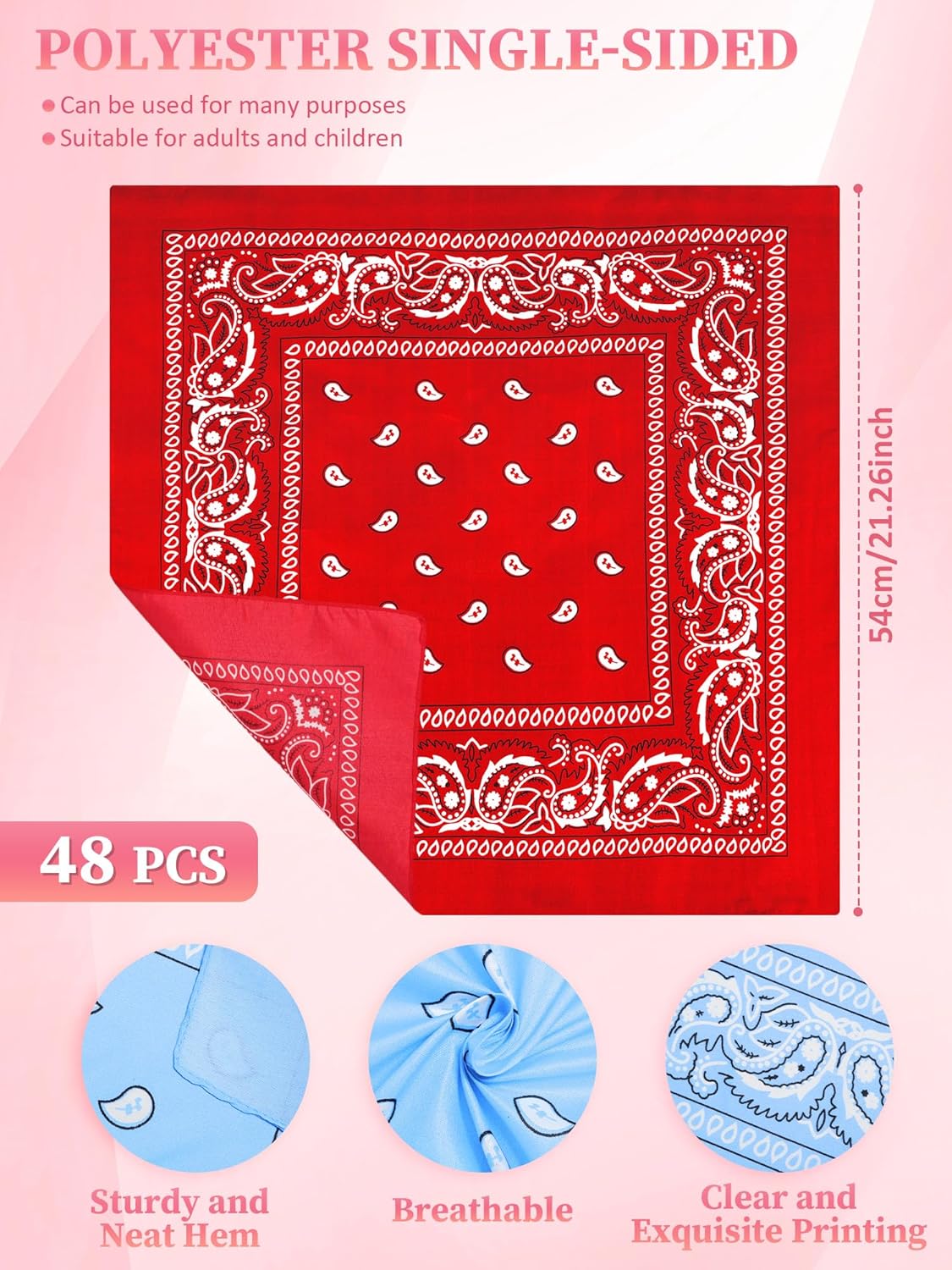 WEIFEI-48 Pieces Paisley Bandana Novelty Unisex Headband Square Scarf ...