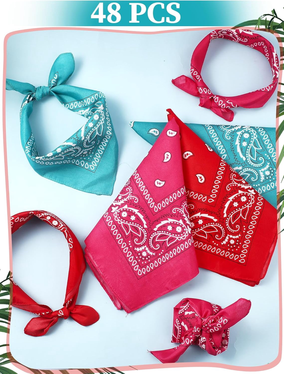 WEIFEI-48 Pieces Paisley Bandana Novelty Unisex Headband Square Scarf ...