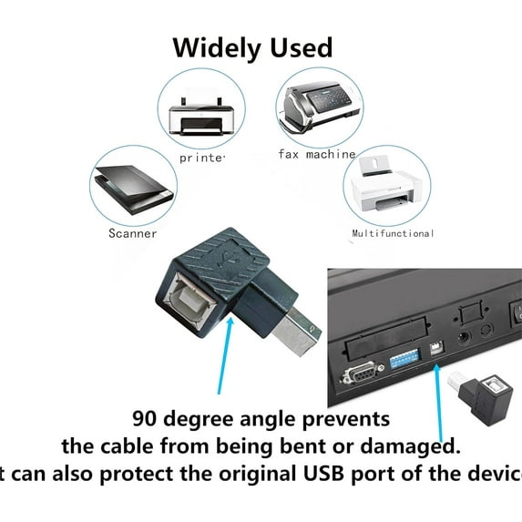 WEIFEI-90 Degree USB 2.0 Type B Printer Adapter,USB 2.0 B Male to Type ...