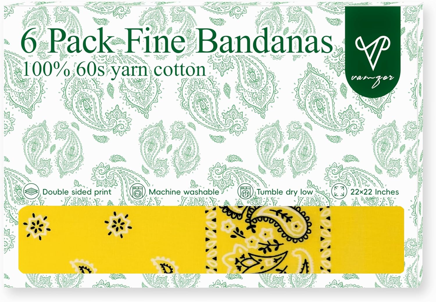WEIFEI-Bandanas Gift Box 6 pack,Premium Super Soft 60s Cotton Paisley ...
