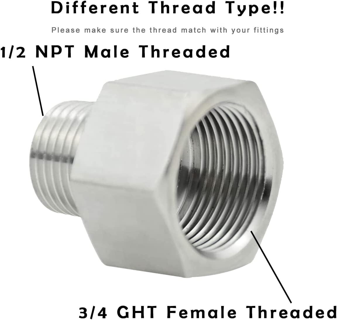 WEIFEI-Beduan Garden Hose Adapter 3/4" GHT Female x 1/2" NPT Male ...
