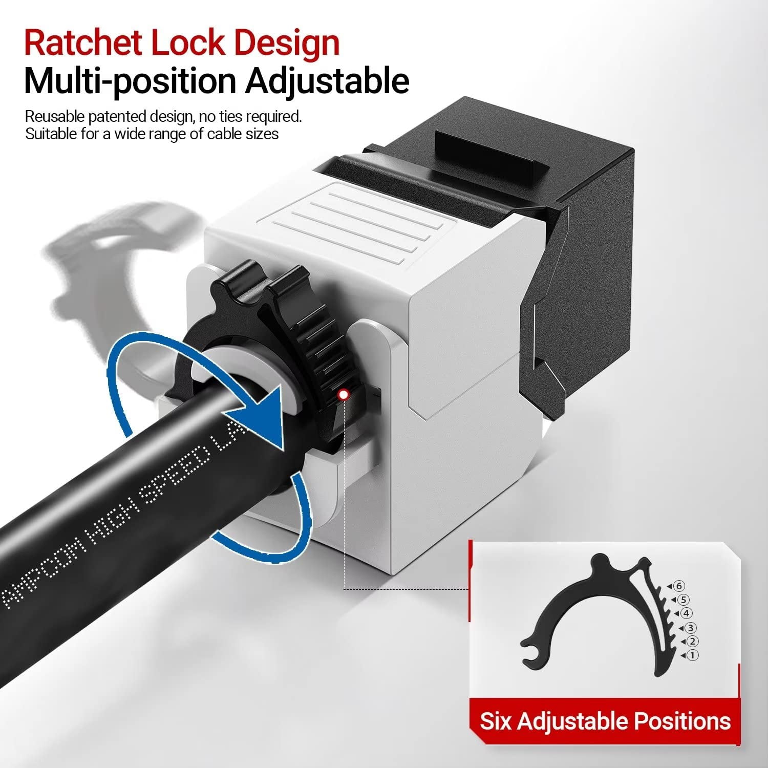 WEIFEI-CAT6 RJ45 Keystone Jack - Reusable UTP Ethernet Wall Jack with ...