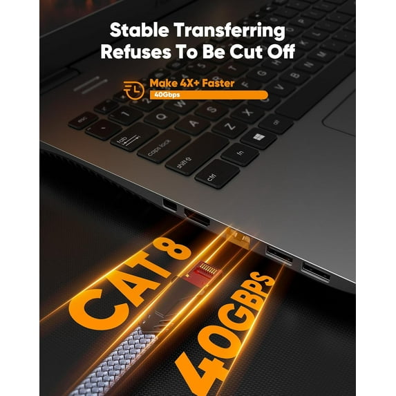 WEIFEI-Cat 8 Ethernet Cable 10 ft, High Speed Flat Ethernet Cable 10 ...
