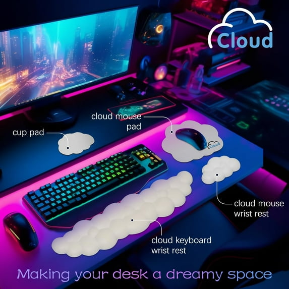 WEIFEI-Cloud Wrist Rest Keyboard Palm Rest with Non-Slip Base for ...