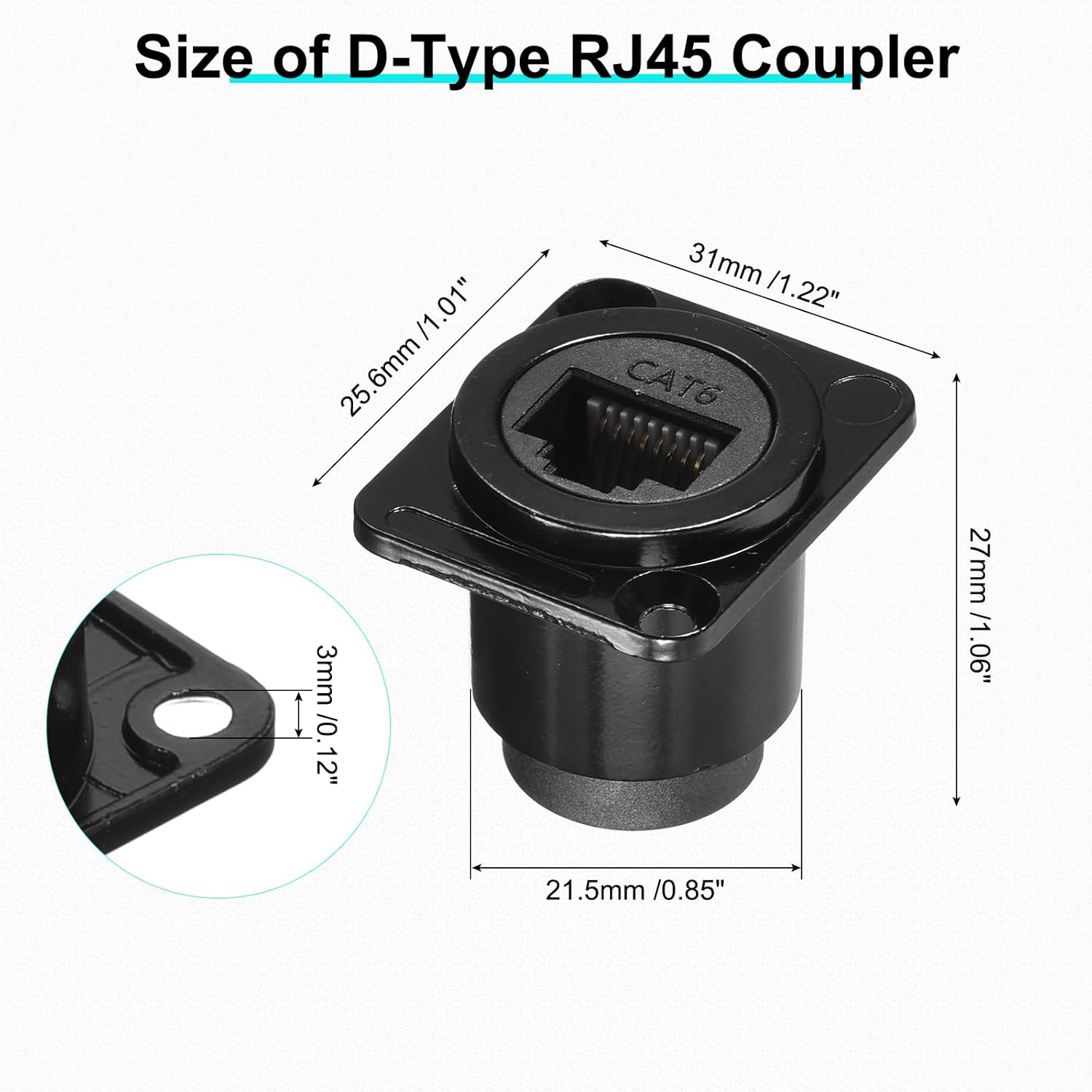 WEIFEI-D Type RJ45 Coupler, Panel Mount Connector Female to Female LAN ...