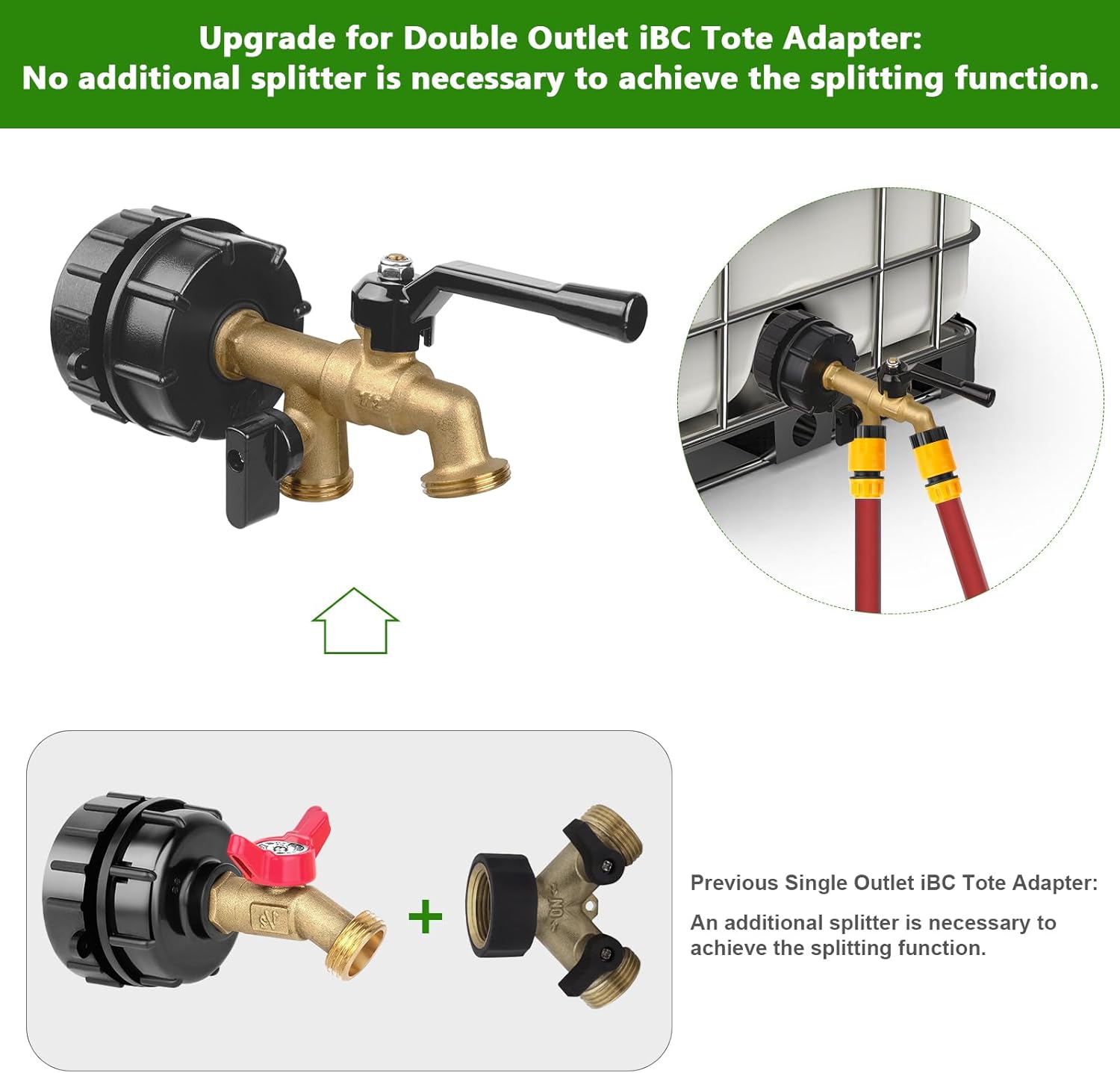 WEIFEI-Double Outlet IBC Tote Adapter IBC Tote Fittings 275-330 Gallon ...
