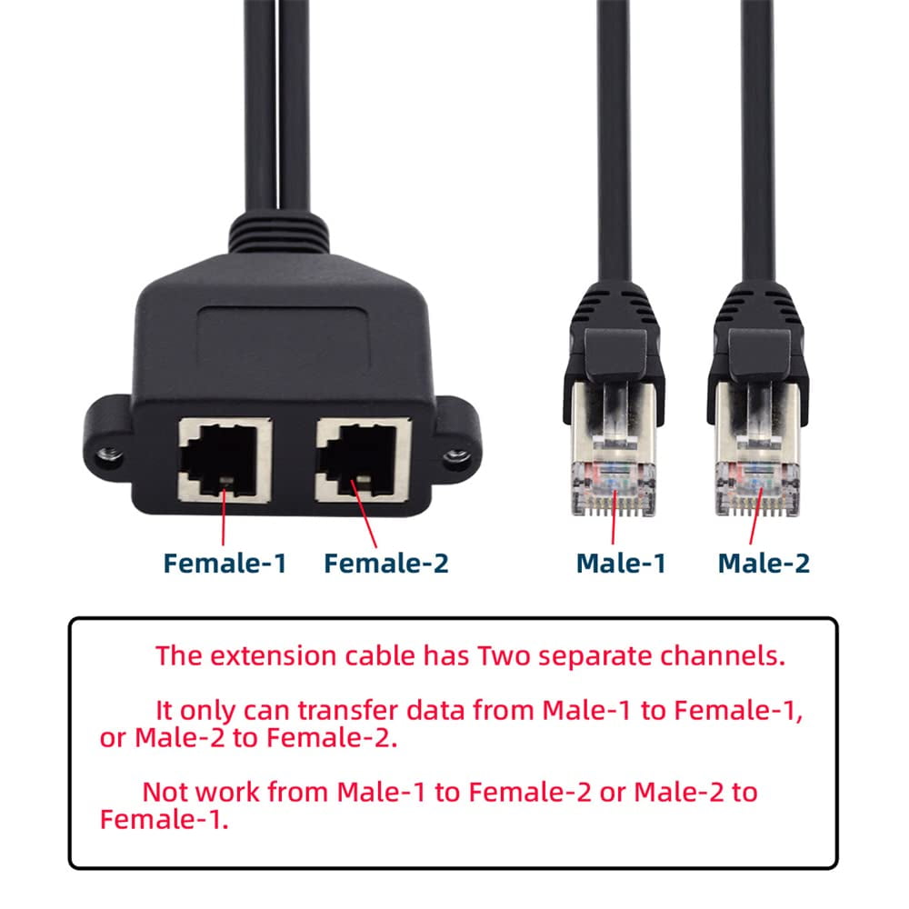 WEIFEI-Dual Ports UTP Cat6 Male to Female LAN Ethernet Network ...