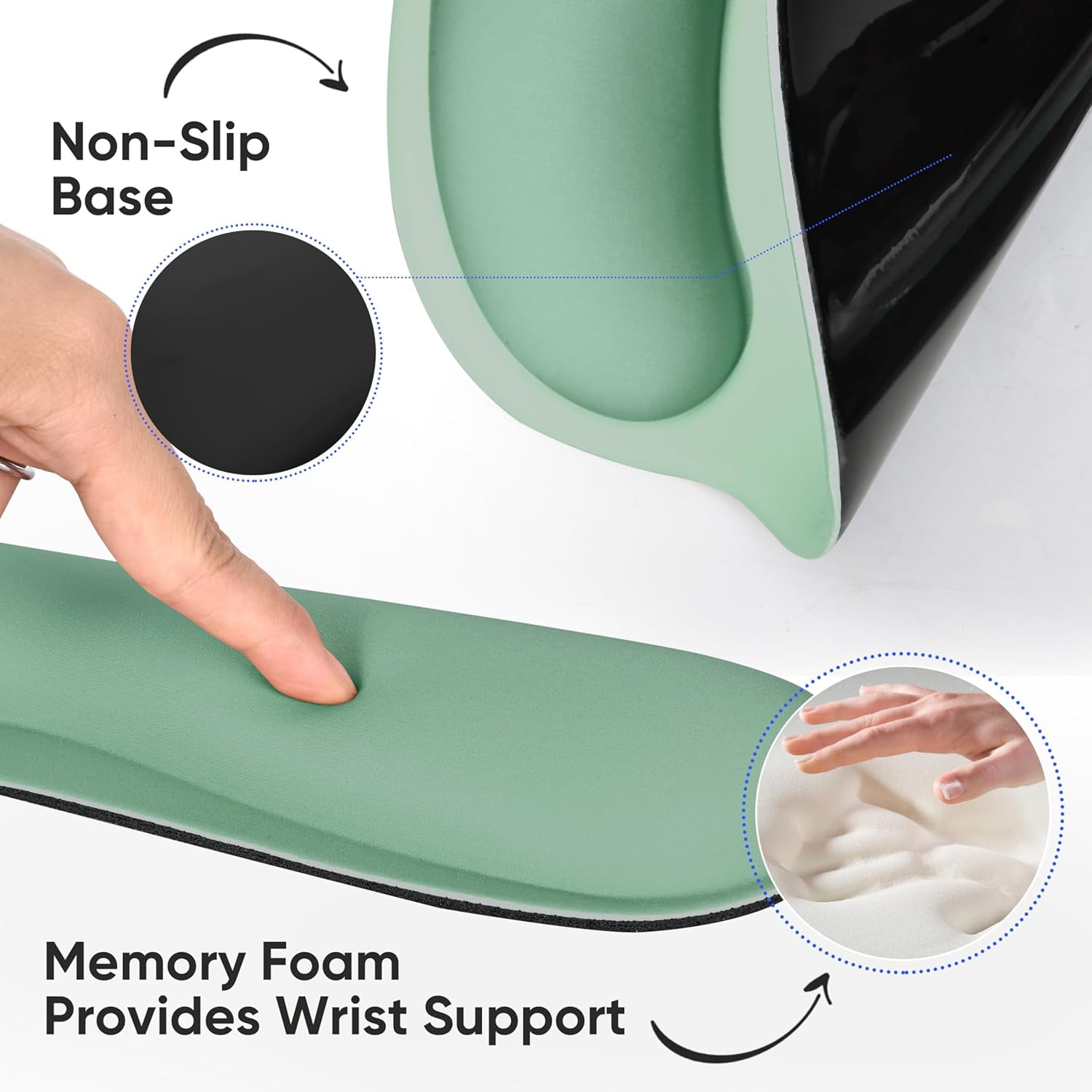 WEIFEI-Ergonomic Keyboard Mouse Pad Wrist Rest Support Set for Laptop ...