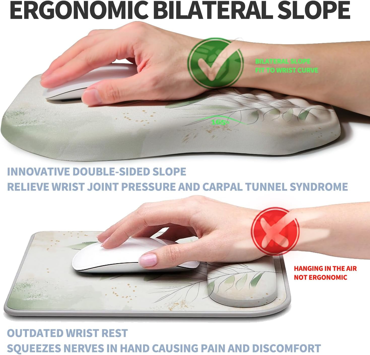 WEIFEI-Ergonomic Raised Mouse Pad Wrist Support with Bilateral Slope ...