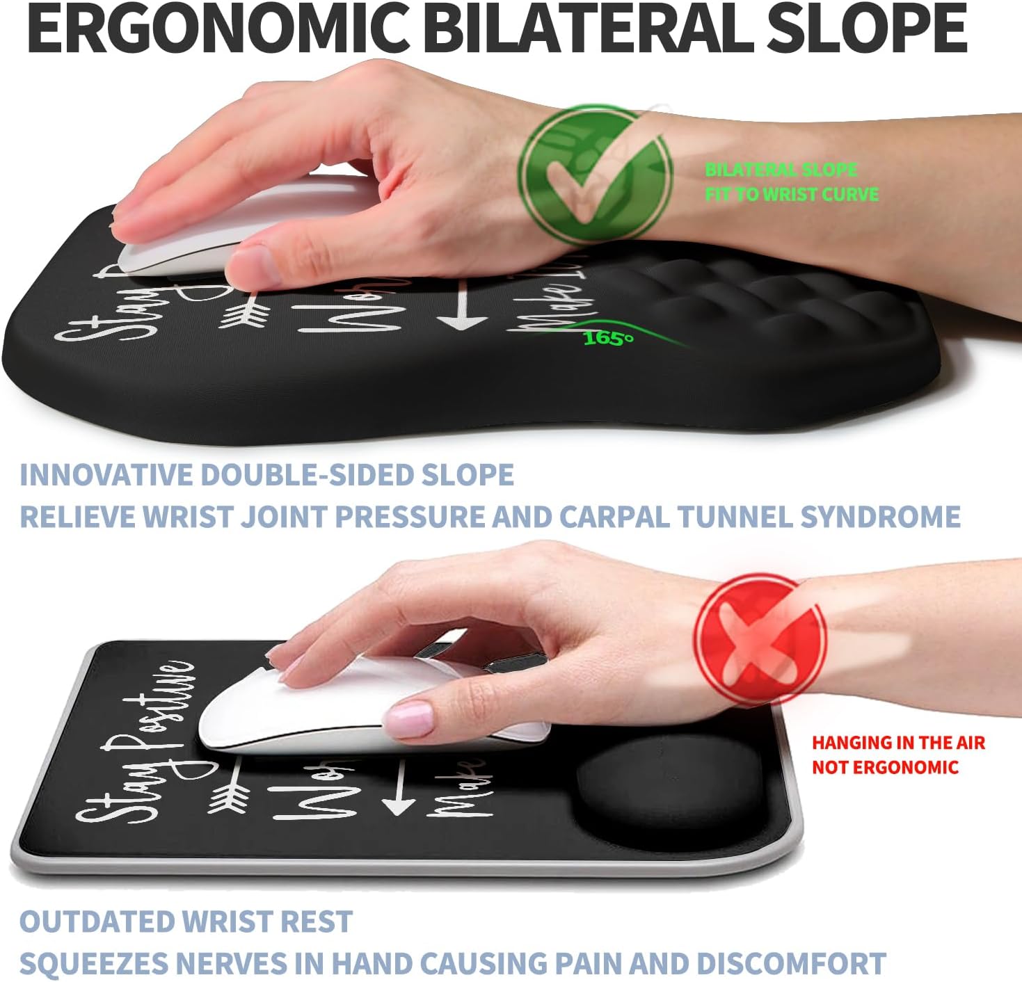 WEIFEI-Ergonomic Raised Mouse Pad Wrist Support with Bilateral Slope ...