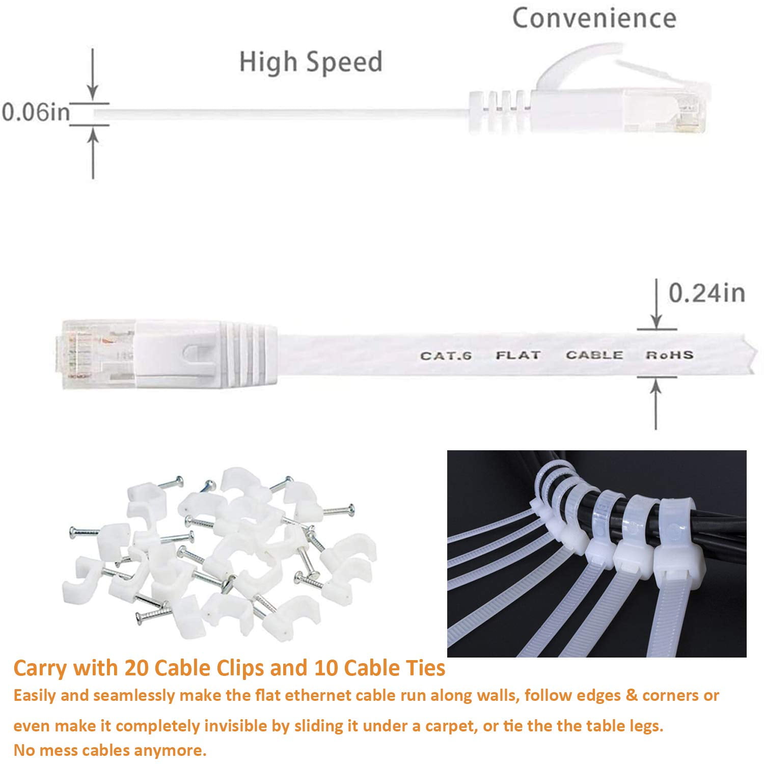 WEIFEI-Ethernet Cable 50 ft, Cat 6 LAN Cable Ethernet Cord, Slim Long ...