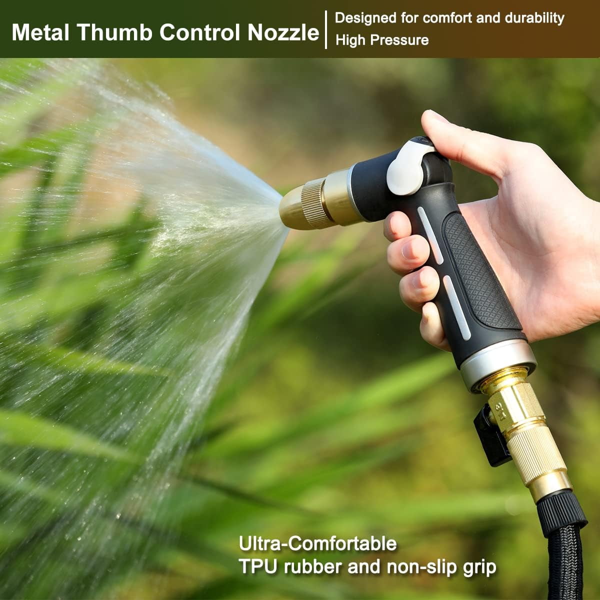 WEIFEI-Garden Hose Nozzle with High Pressure Jet, 100% Heavy Duty Metal ...
