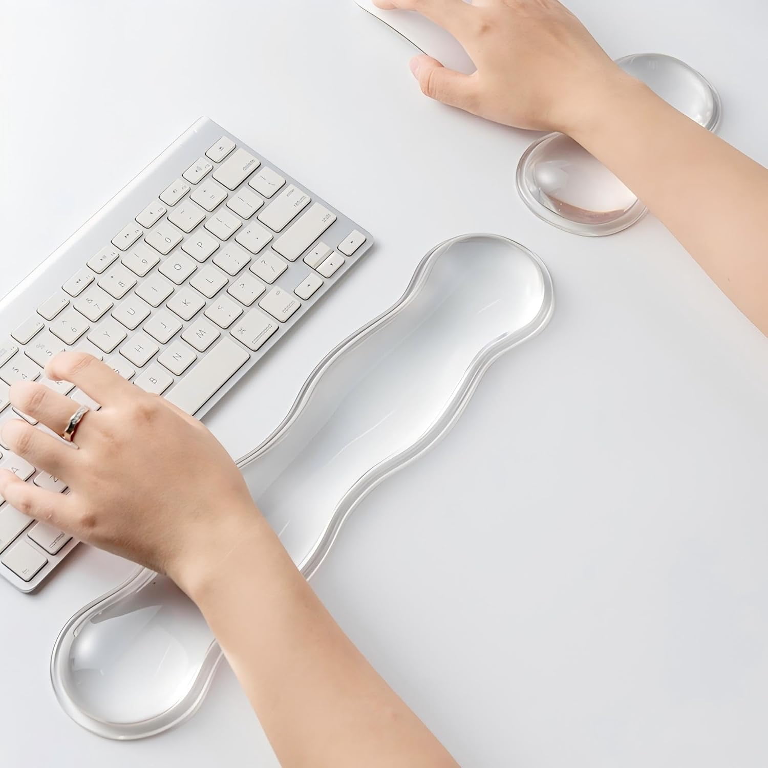 WEIFEI-Gel Keyboard Wrist Rest Set, Clear Wrist Rest for Keyboard and ...