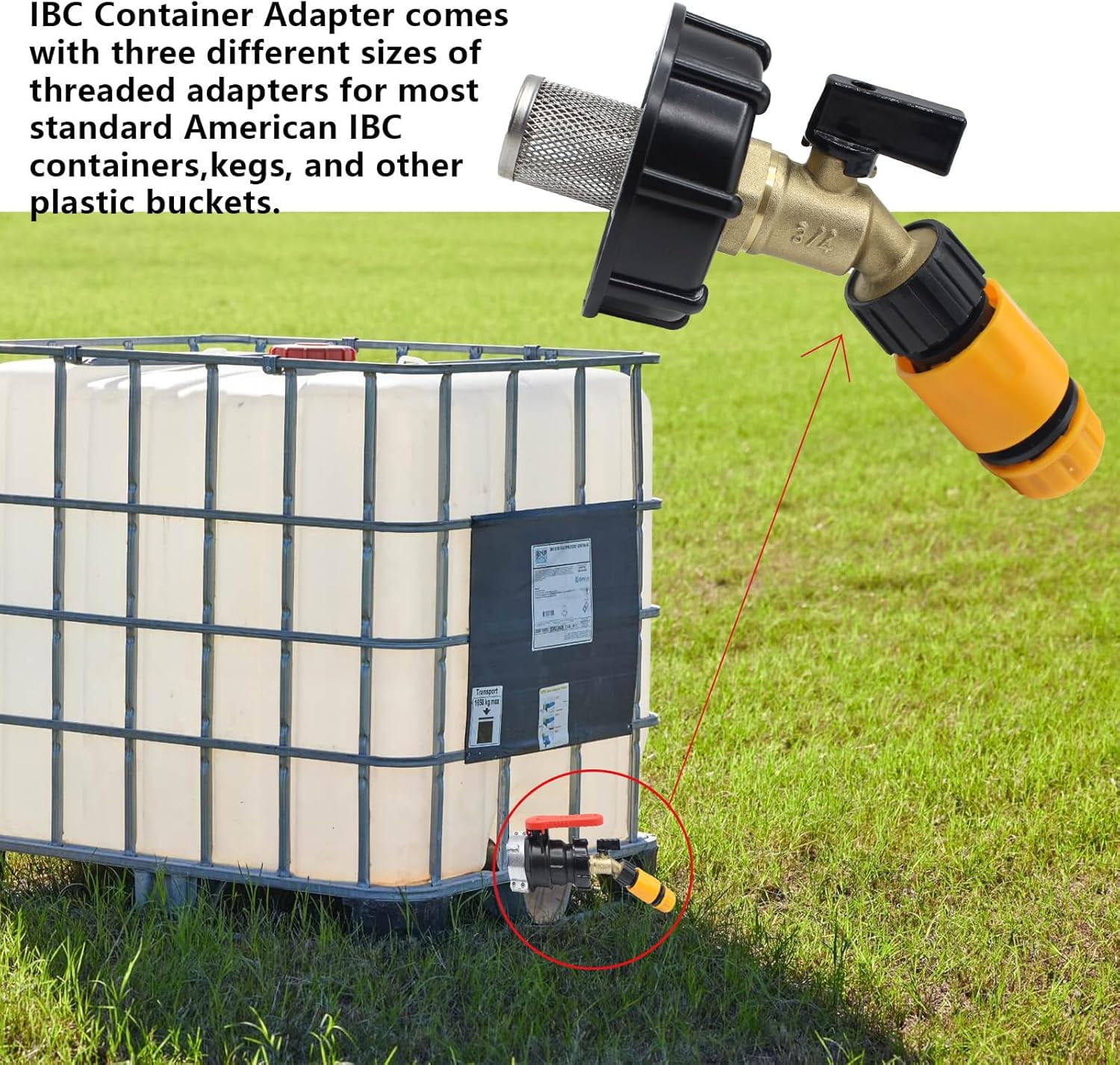 WEIFEI-IBC Tote Adapter, 275-330 Gallon IBC Tote Water Tank Fittings, 2 ...