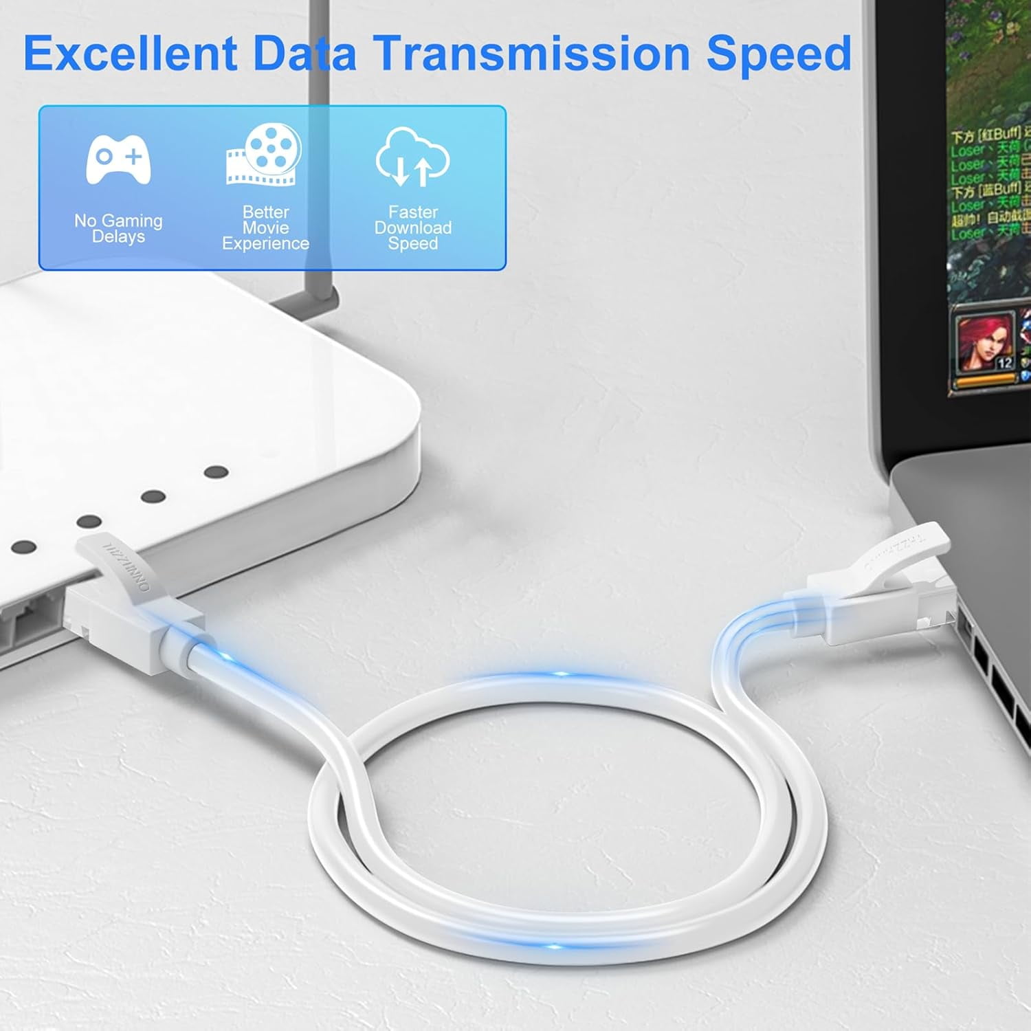 WEIFEI-Liquid Silicone Ethernet Cable 30FT, Cat.6a 10Gbps Network Cord ...