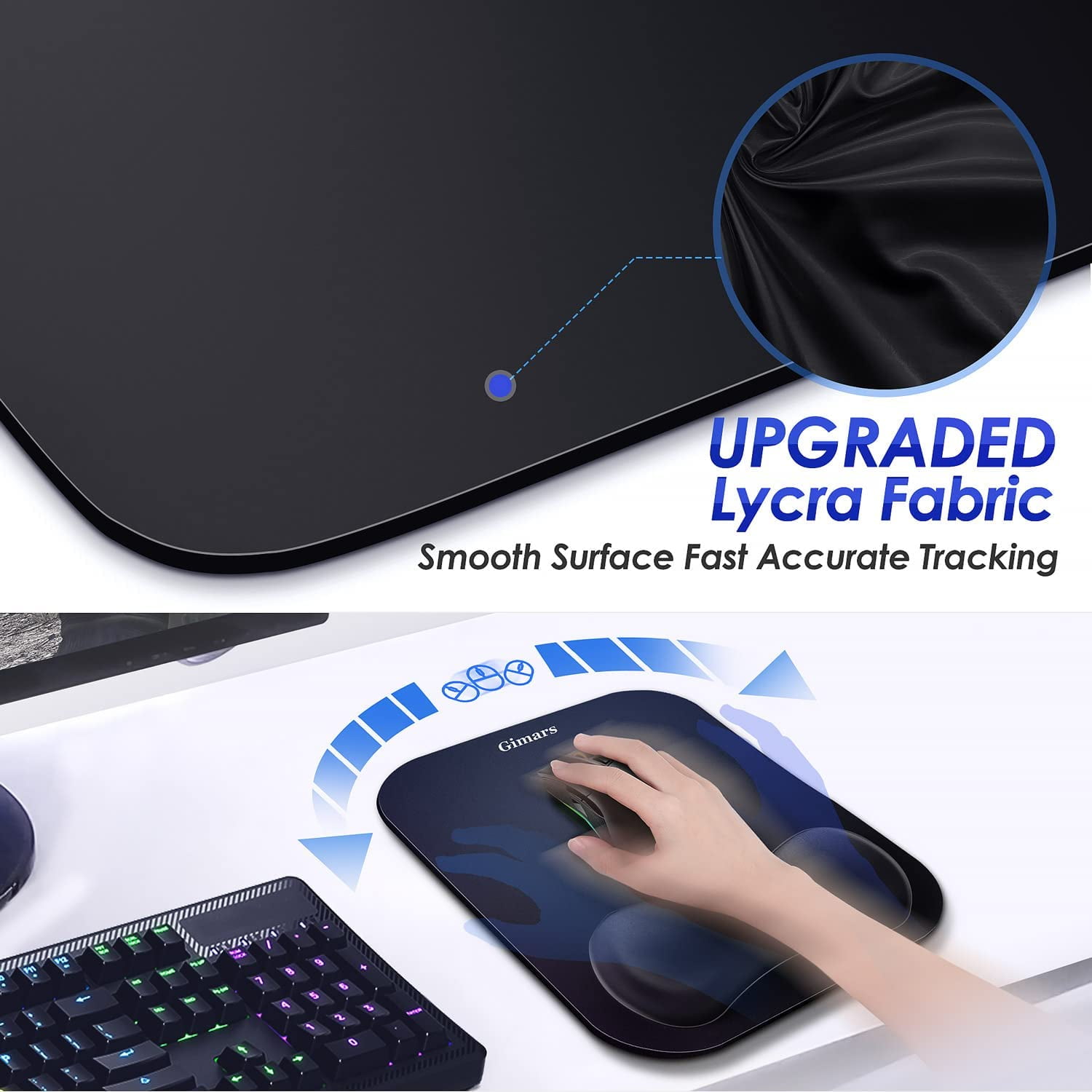 WEIFEI-Mouse Pad with Wrist Rest, Large Smooth Superfine Fibre Memory ...