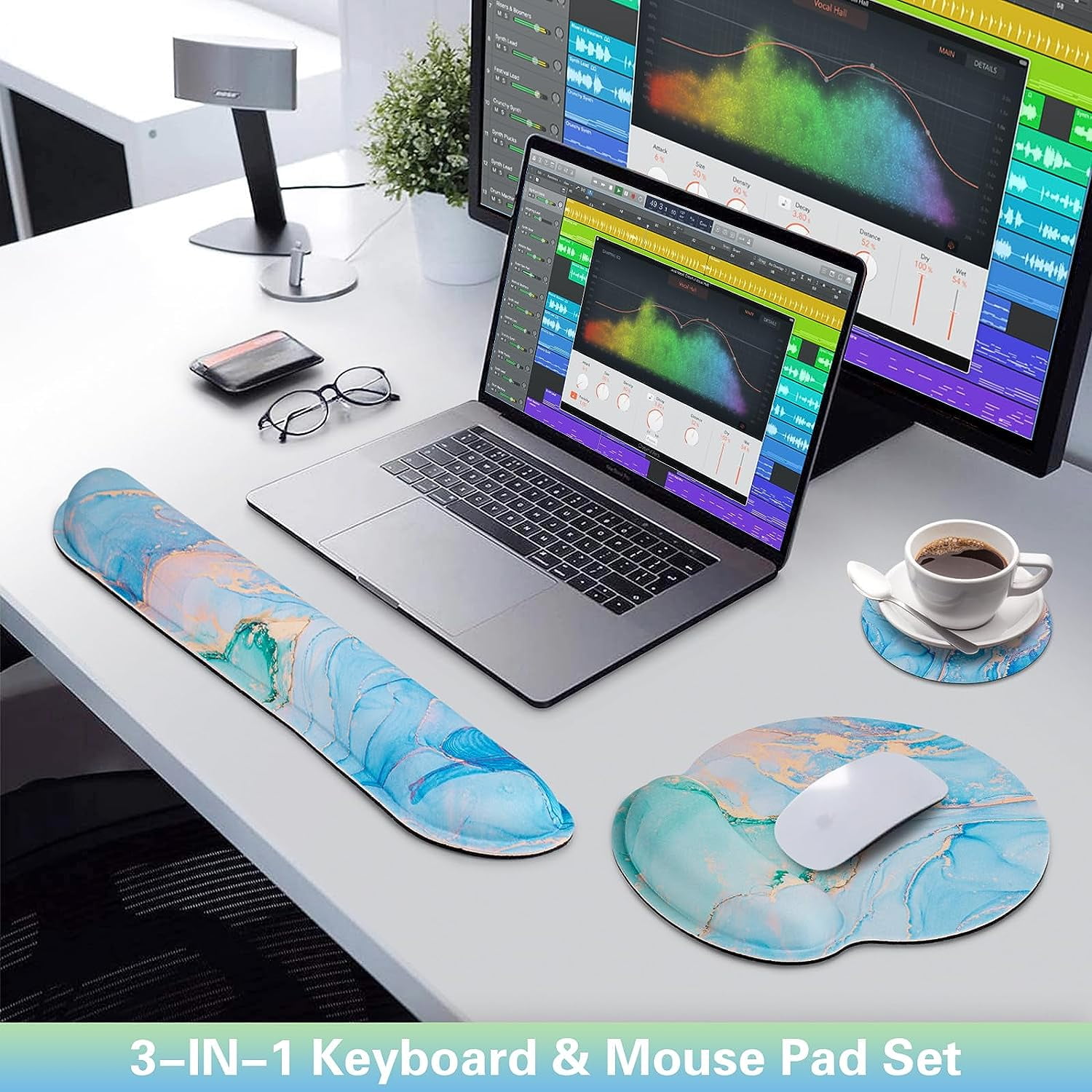 WEIFEI-Mouse Pad with Wrist Rest Set, Qomolama 3-in-1 Wrist Rest for ...
