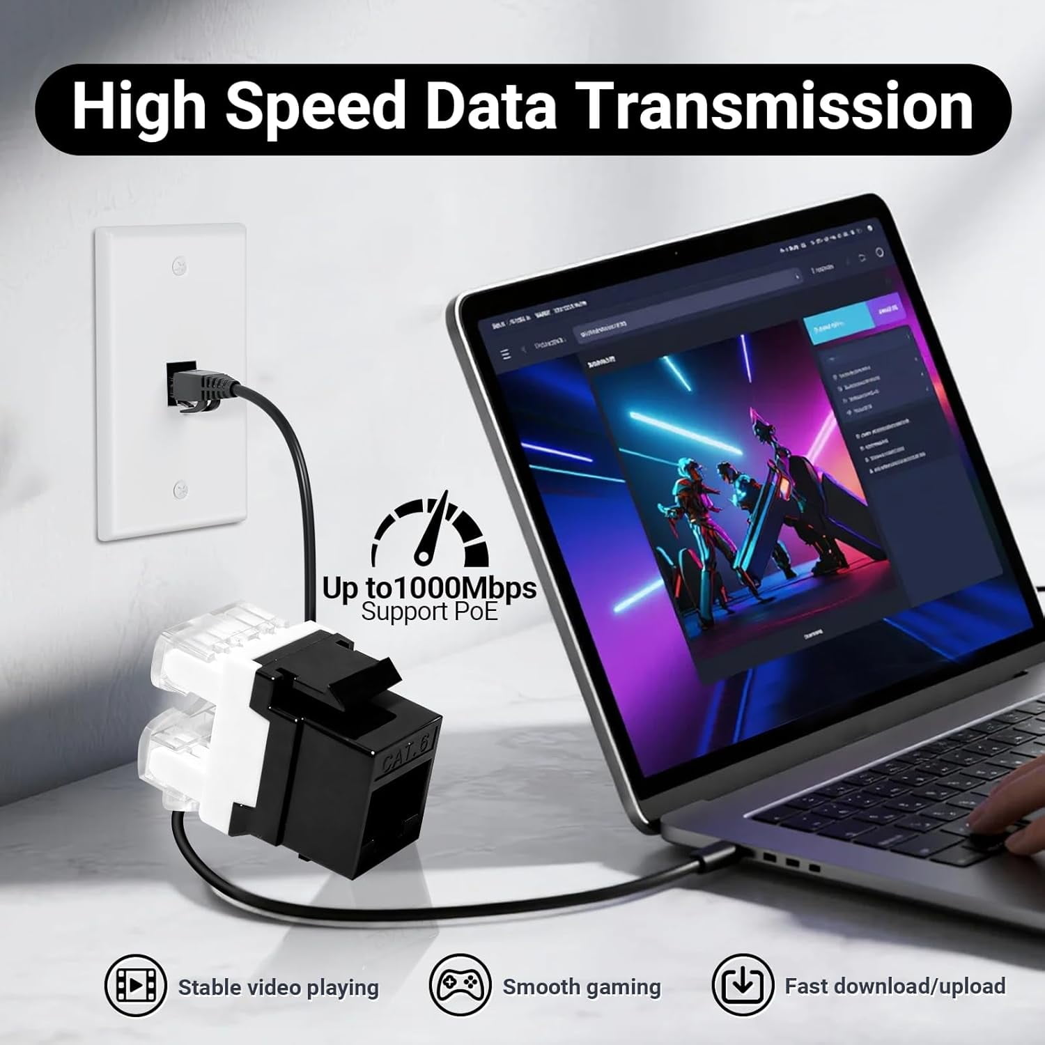 WEIFEI-RJ45 Cat6 Keystone Jacks 25-Pack, Ethernet Keystone Jack, 180 ...