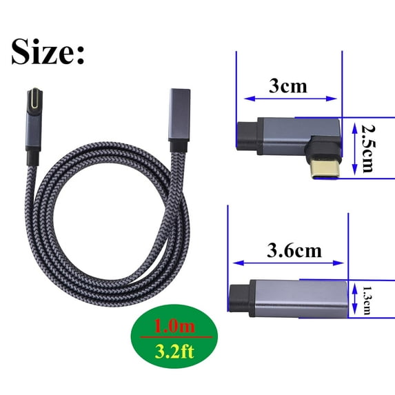 WEIFEI-Right Angle 4K USB C Video Display Cable 10Gbps Data Transfer,90 ...