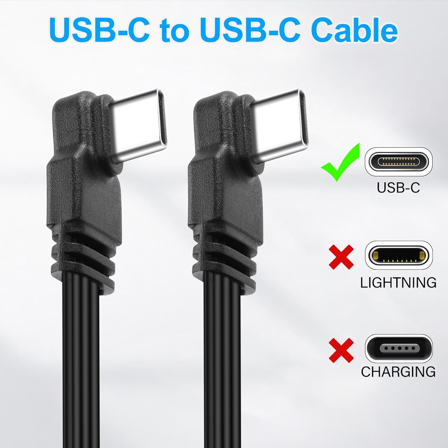 WEIFEI-Right Angle USB C to USB C Cable 90 Degree USB2.0 Male to Male ...
