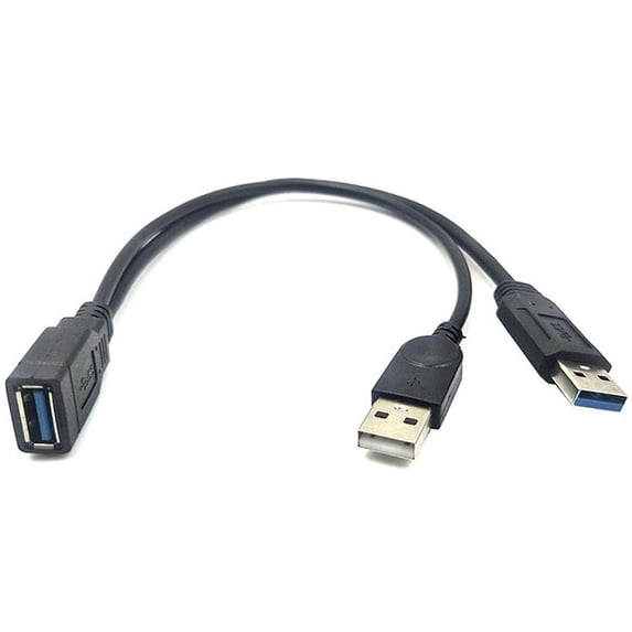WEIFEI-USB 3.0 Female to Dual USB Male Extra Power Data Extension Cord ...