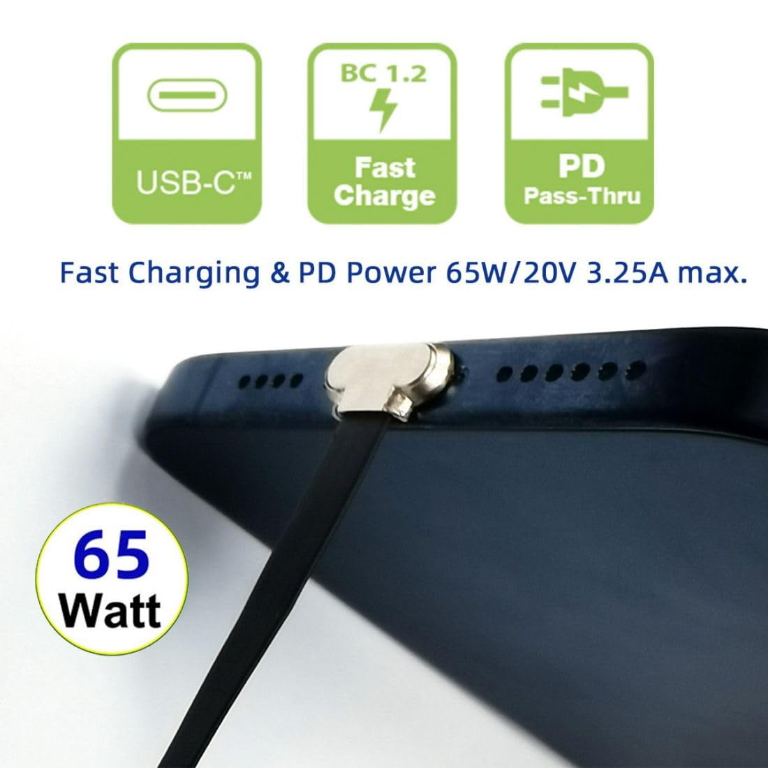 WEIFEI-USB C Short Flat Cable USB 2.0 Type C Dual 90 Degree Angled PD ...