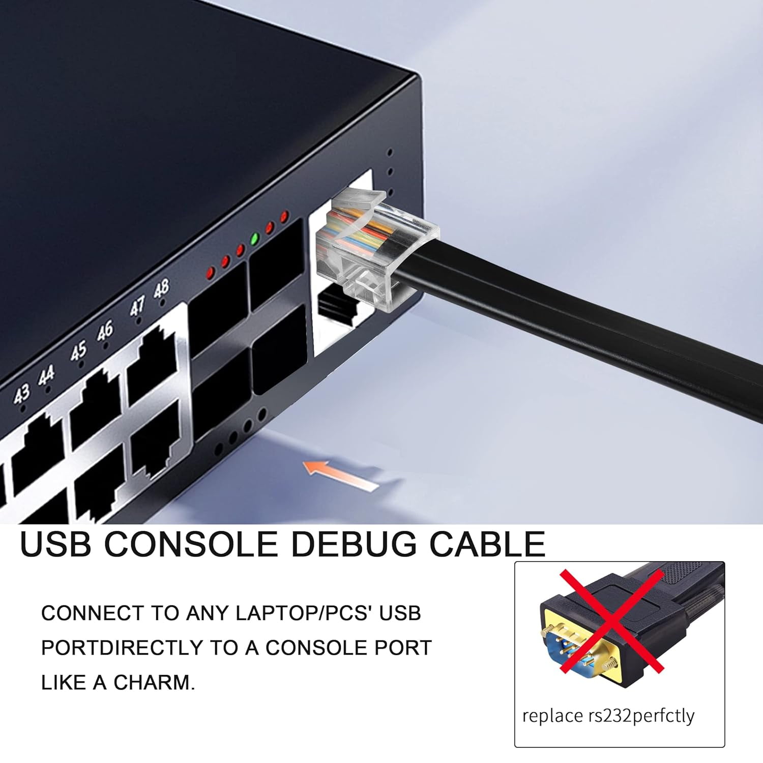 WEIFEI-USB Console Cable 1.8M USB 2.0 to RJ45 Male Serial Flat Cable ...