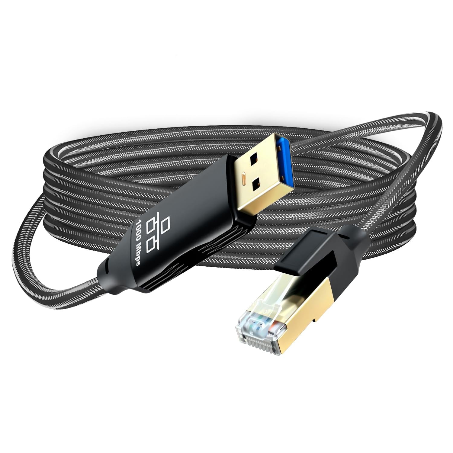 WEIFEI-USB to Ethernet Cable 12Ft,USB 3.0 Male to RJ45 Serial Adapter ...