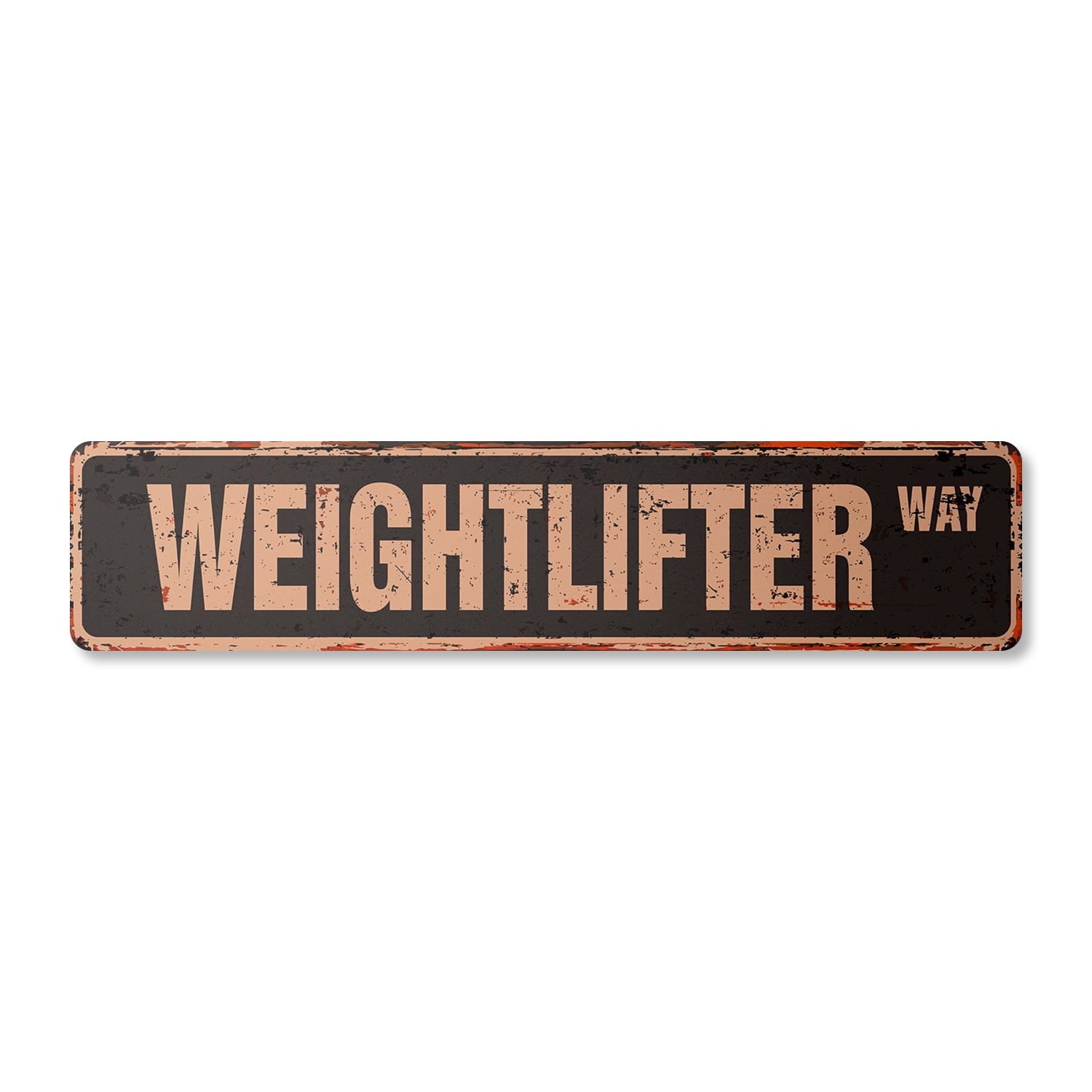 WEIGHTLIFTER Vintage Plastic Street Sign exercise bulk muscle training ...