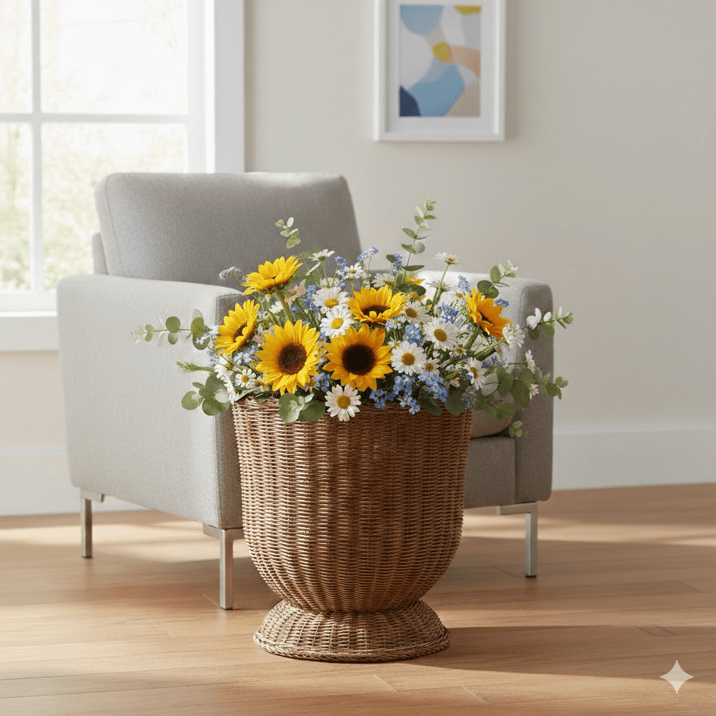 WEIH 16 inch Brown Woven Resin Urn Planter Indoor Outdoor Planter ...