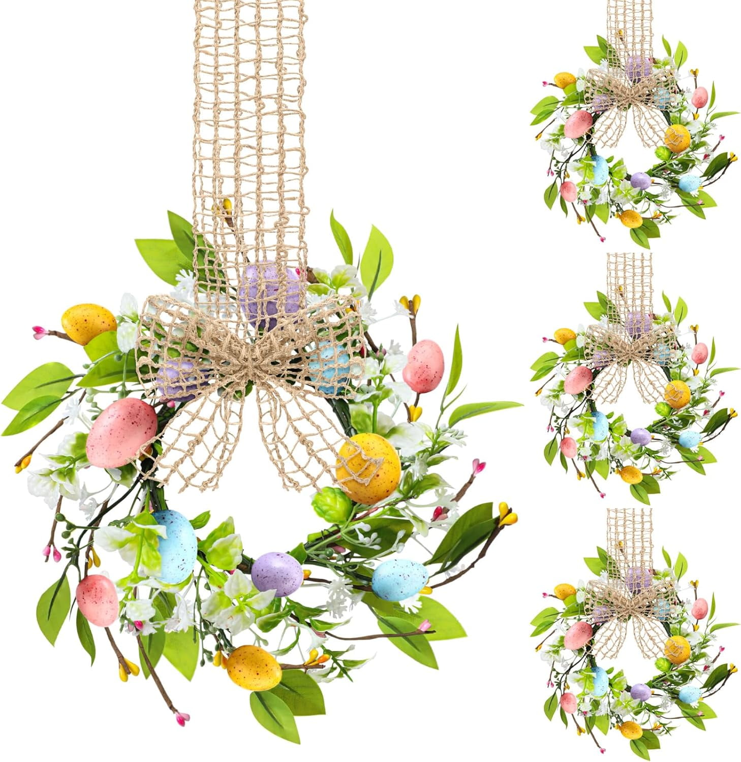 WEIH 4 Pcs 8" Small Easter Wreaths for Kitchen Cabinet Mini Spring ...