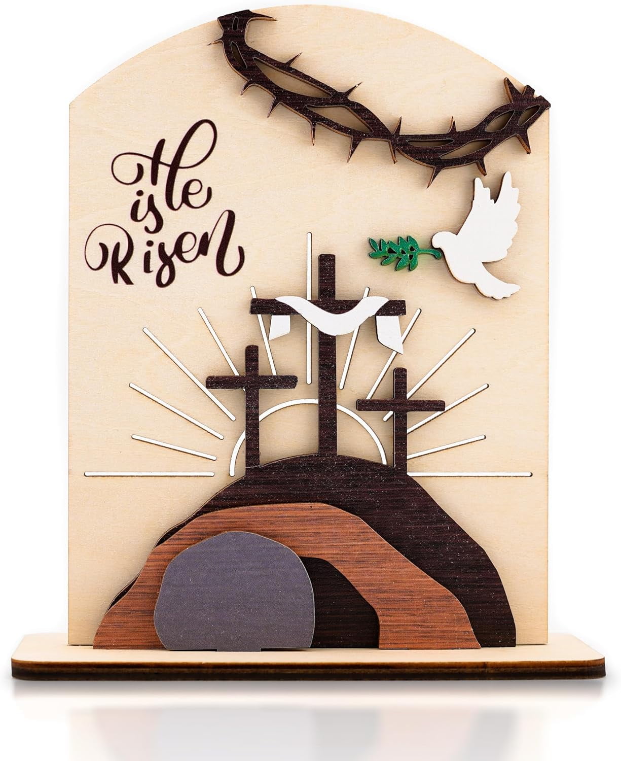 WEIH He is Risen Easter Resurrection Decor - 5.9 INCH Wooden Easter ...