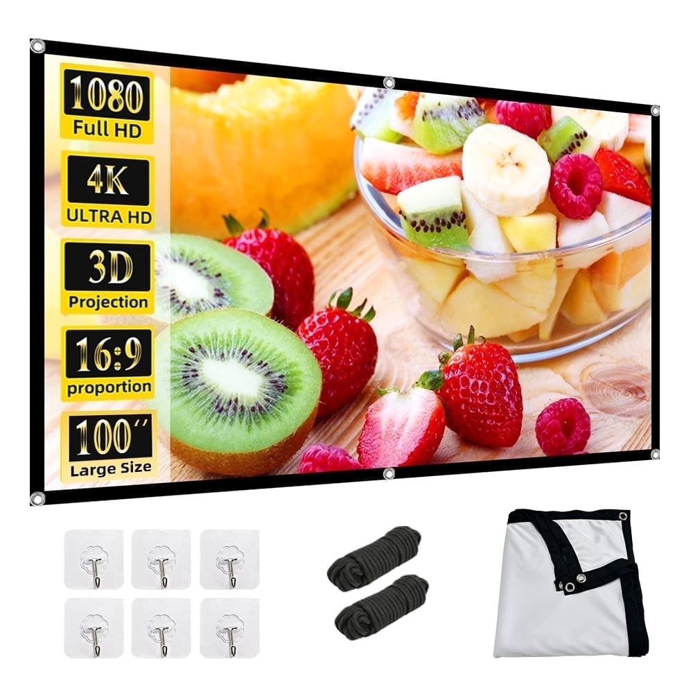 WEIJIEMING Projection Screen 100 Inch Wall Mount Projector Screens ...