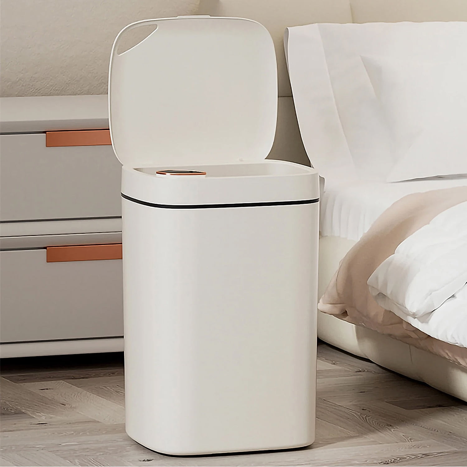 WEIKABU 14L Bathroom Trash Can with Lid Automatic Trash Bins 3 Modes ...